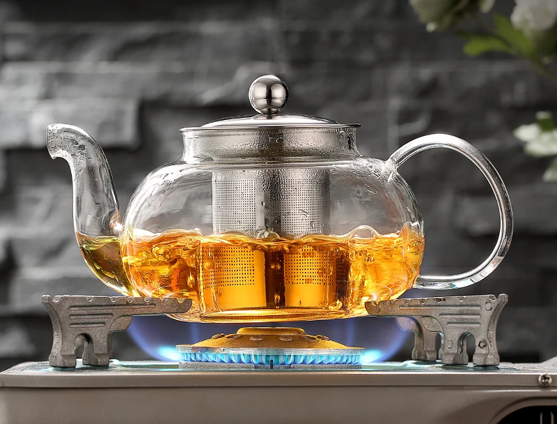 600/800ml Heat Resistant Glass Teapot Flower Tea Set Kettle Coffee Tea ...