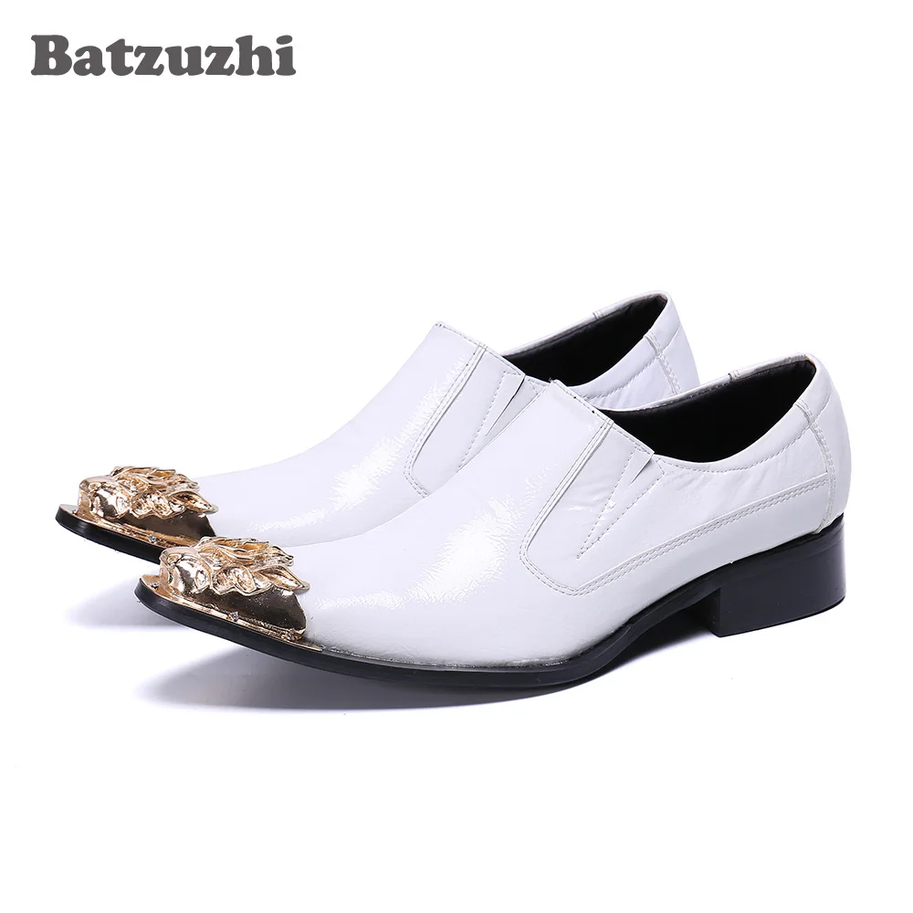 Batzuzhi-Italian-Style-Handmade-Men-s-Shoes-Pointed-Toe-White-Leather ...