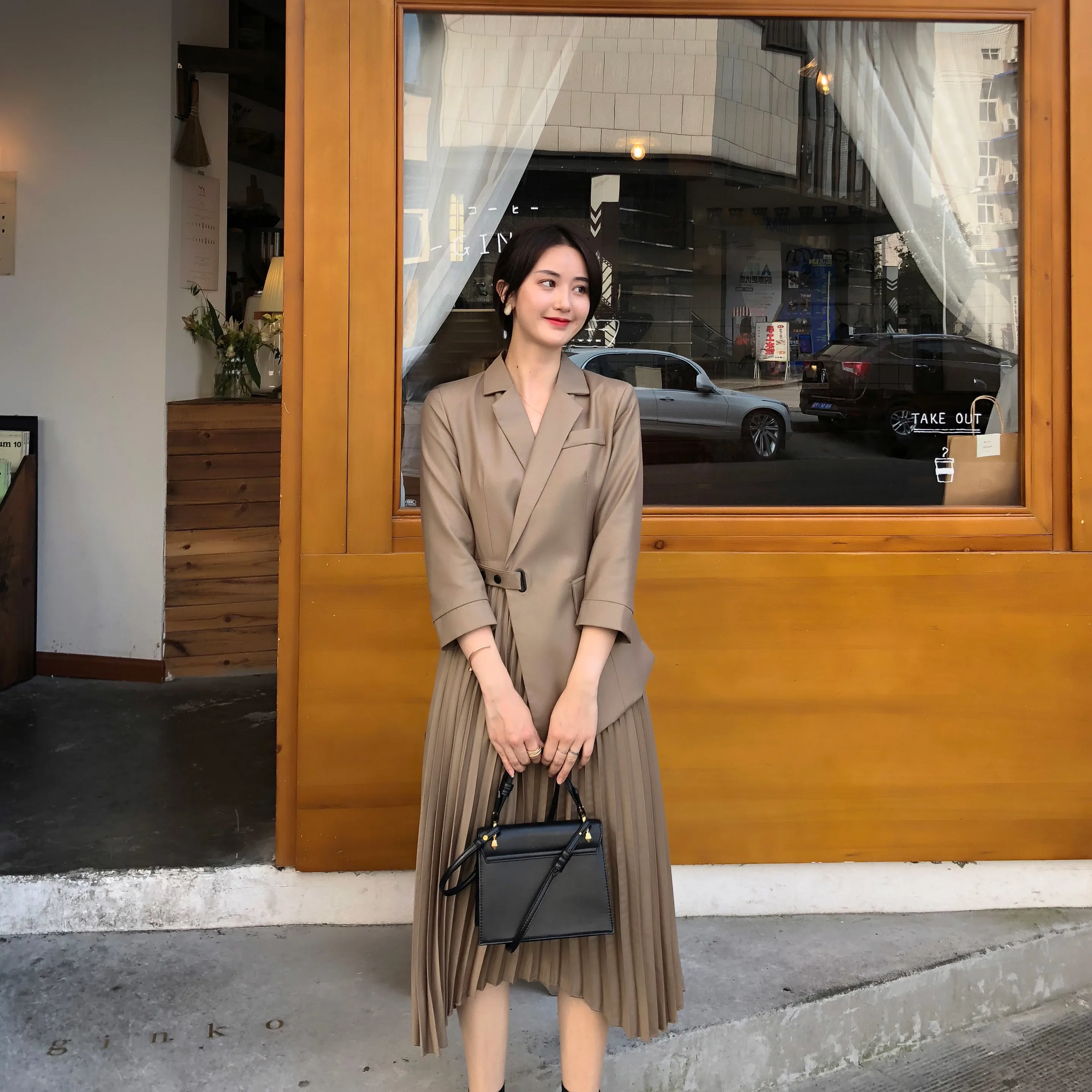 TVVOVVIN однотонное Плиссированное Платье женское осеннее приталенное с длинным рукавом тонкое ...