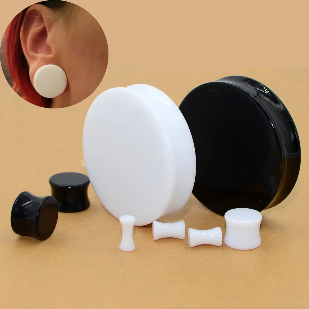 Saddle Black Color Acrylic Ear Plug Expander Piercing Gauge - AliExpress