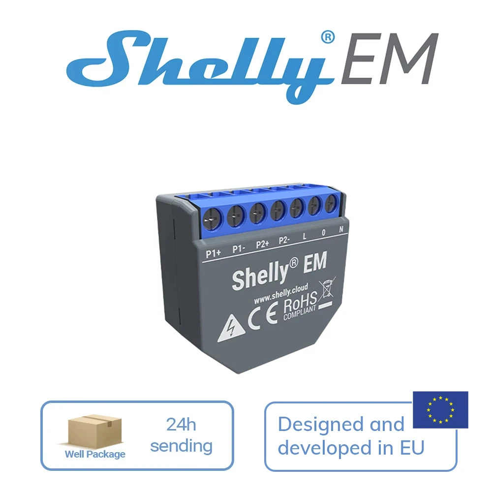 Shelly EM + Clamp Domotica WiFi Operated Energy Meter Contactor Control ...