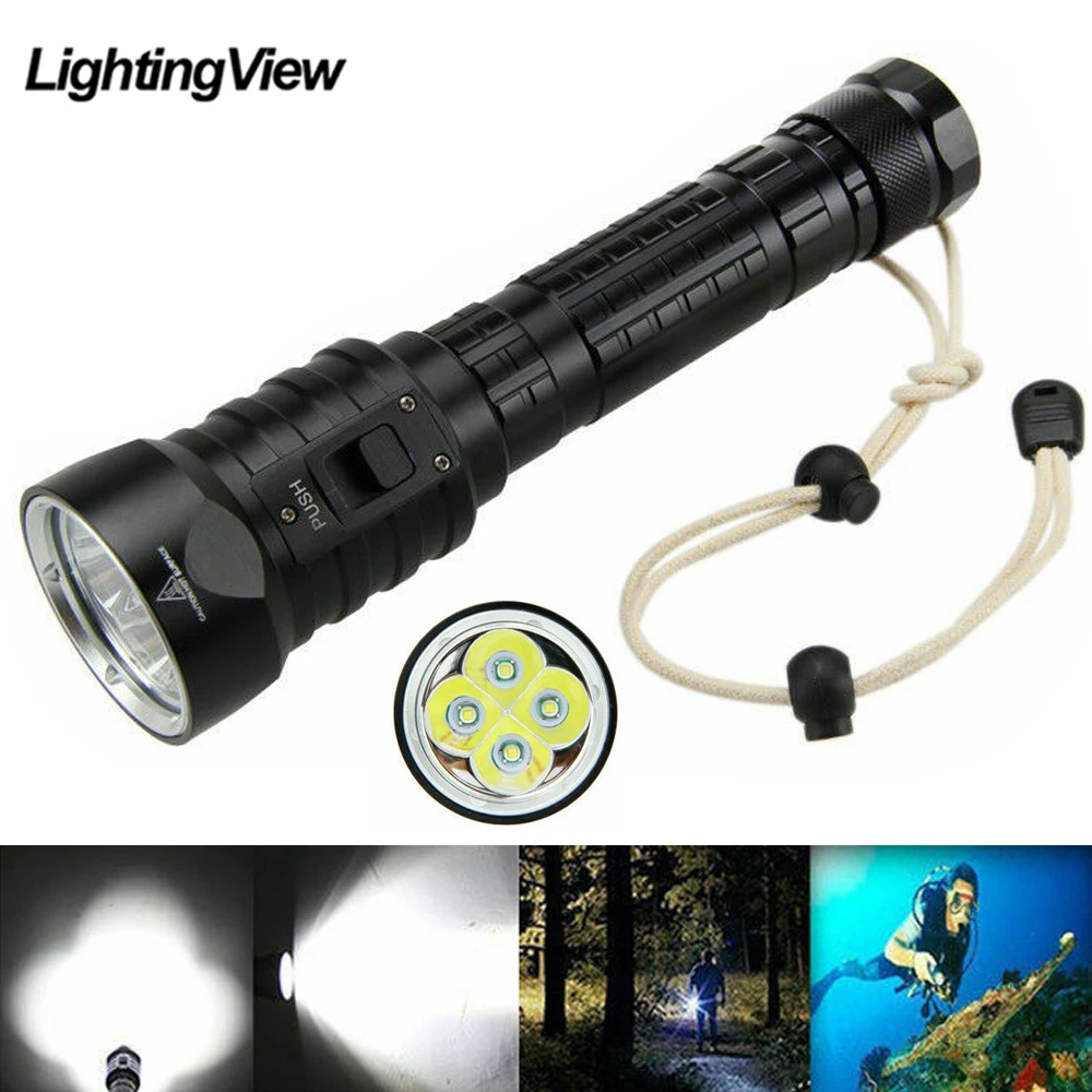 Lightingview-Diving-Flashlight-IPX8-Waterproof-4-x-XM-L-L2-LED-Torch ...
