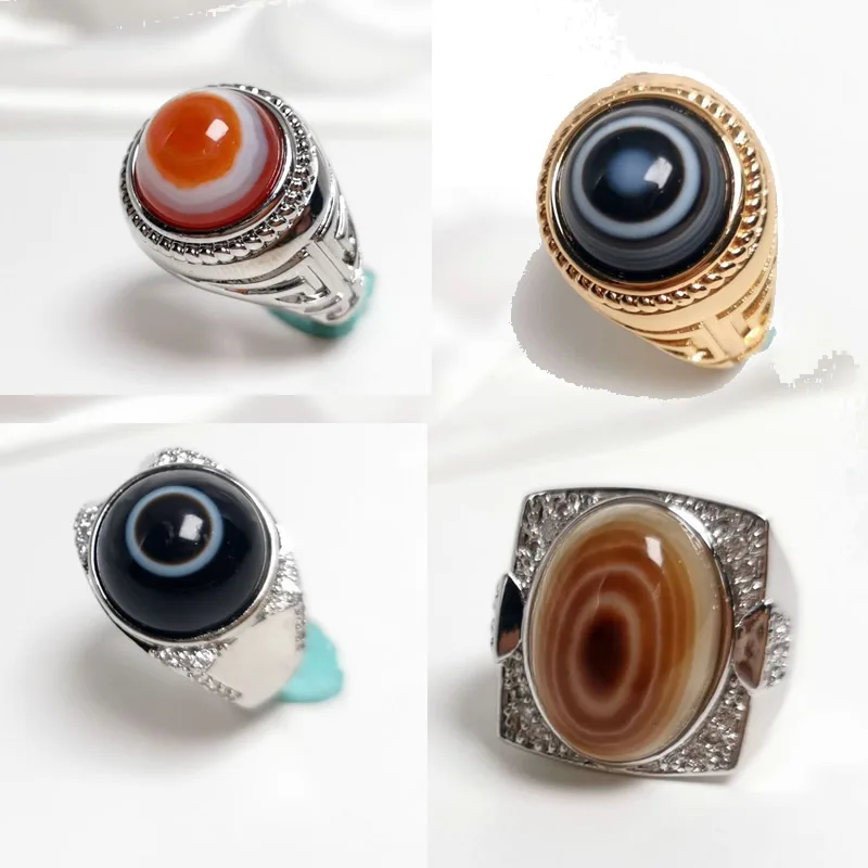 Natural-Agates-Evil-Eye-Ring-for-Men-Evil-Eye-Gemstone-Ring-for-Male ...