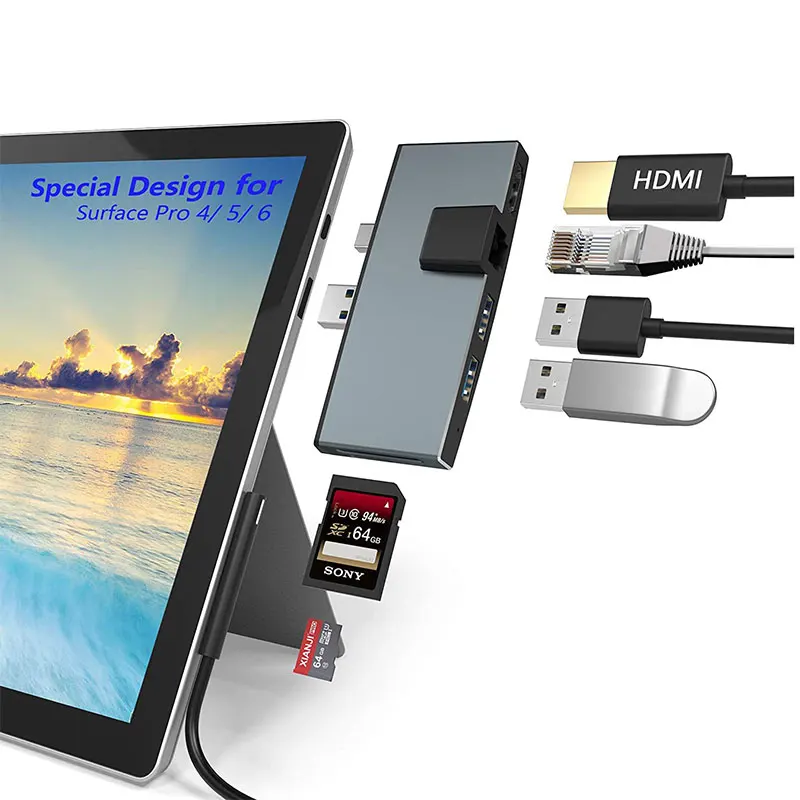 USB C HUB For Microsoft Surface Pro 4 /Pro 5 /Pro 6 Adapter Dock With ...