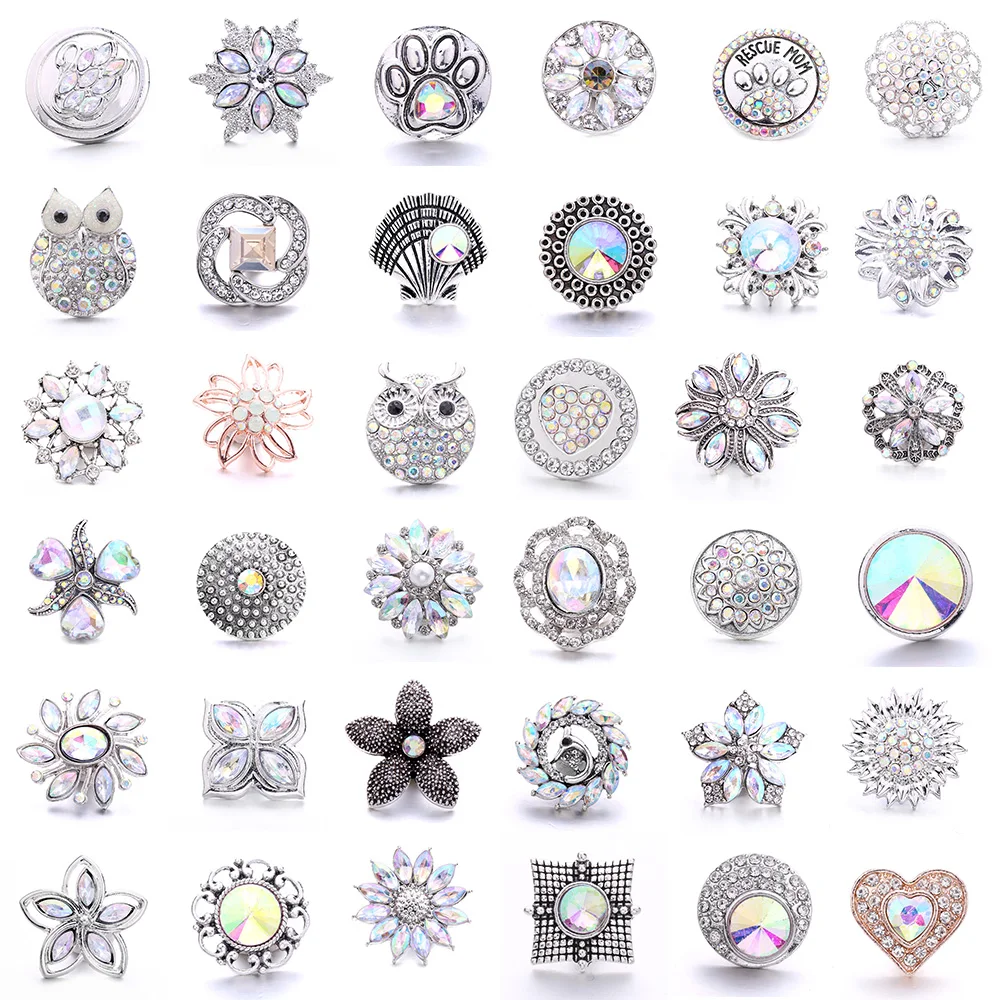 40-Style-Snap-Button-Jewelry-5Pcs-Lot-AB-Crystal-Cat-Rhinestone-Snap ...