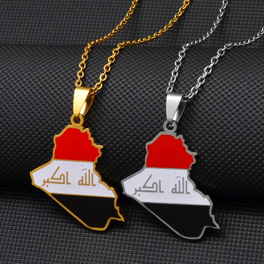 Anniyo-Republic-Of-Iraq-Map-Flag-Pendant-Necklaces-Jewelry-Charms-Map ...