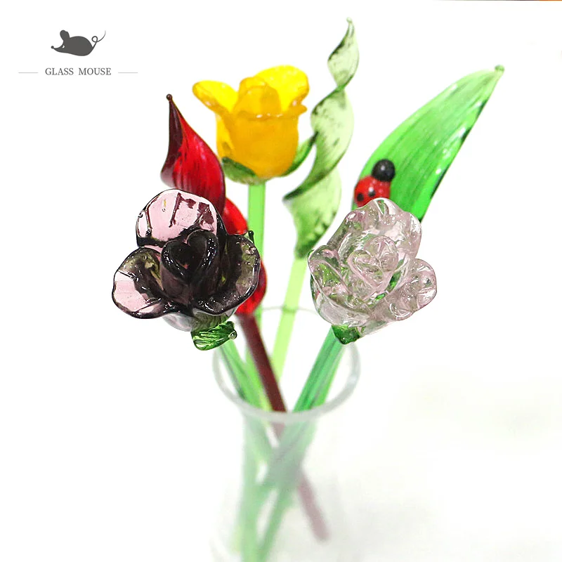 Flor-De-Vidro-De-Murano-com-Hola-Longa-Handmade-Lampwork-Art-Rose ...