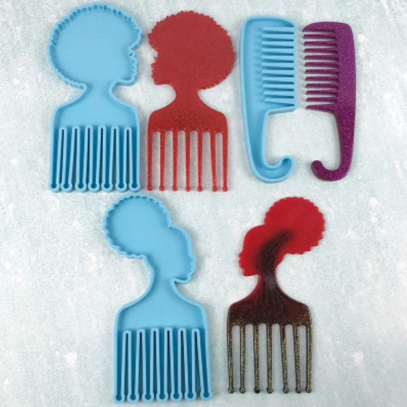 African Men Women Heads Shaped Combs Epoxy Resin Mold Silicone Mould ...