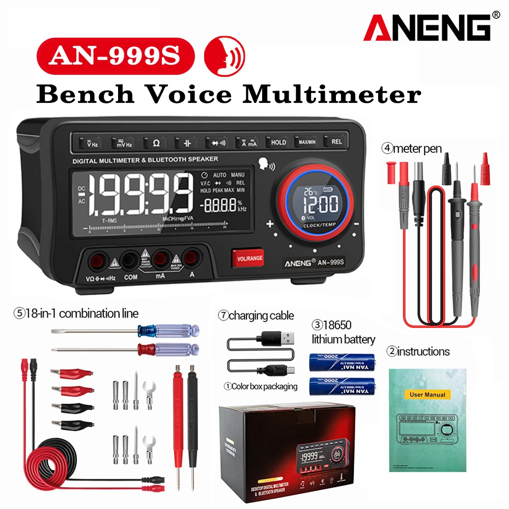 Aneng An-999s Desktop Voice Multimeter Professional Digital Bluetooth ...