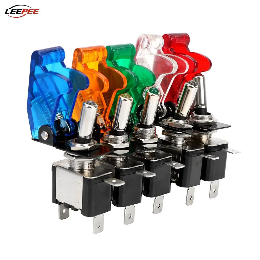 12V-SPST-Toggle-Rocker-Switch-LED-Light-for-Ignitions-Boost-Marine-Boat ...