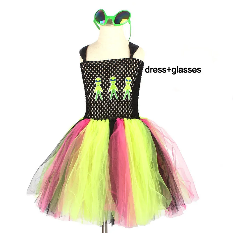 Green Space Alien Princess Pageant Girls Tutu Dress With Glass Cosplay ...