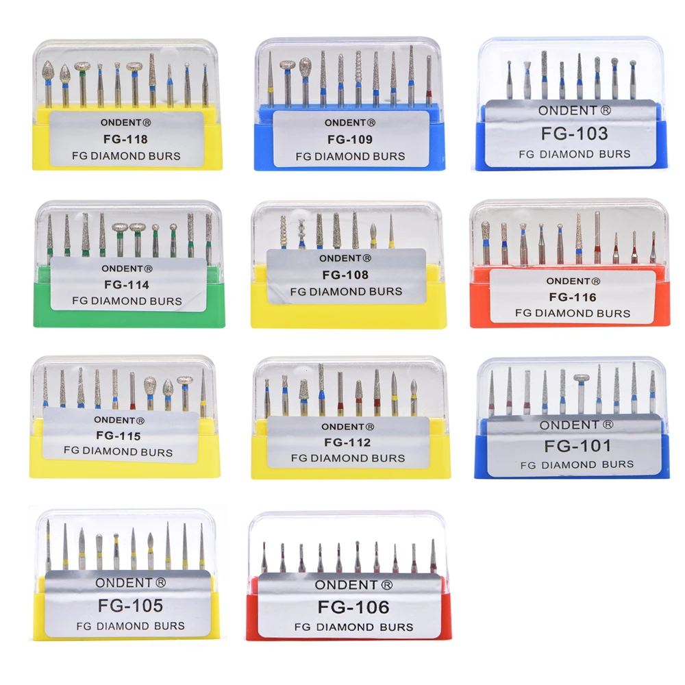 1 box Dental Diamond Burs Drill for High Speed Handpiece Dental High ...