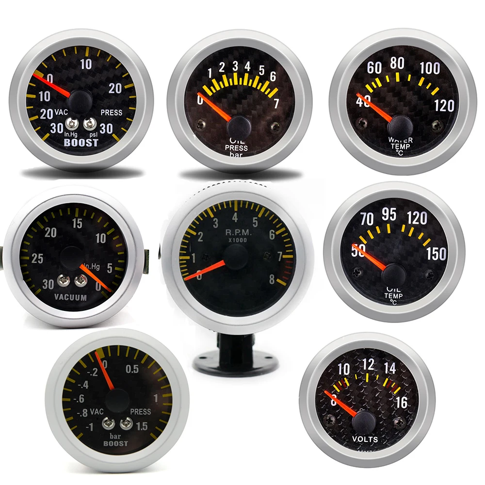 2-52mm-12V-car-meter-water-temp-oil-temp-oil-pressure-Vacuum-Boost ...