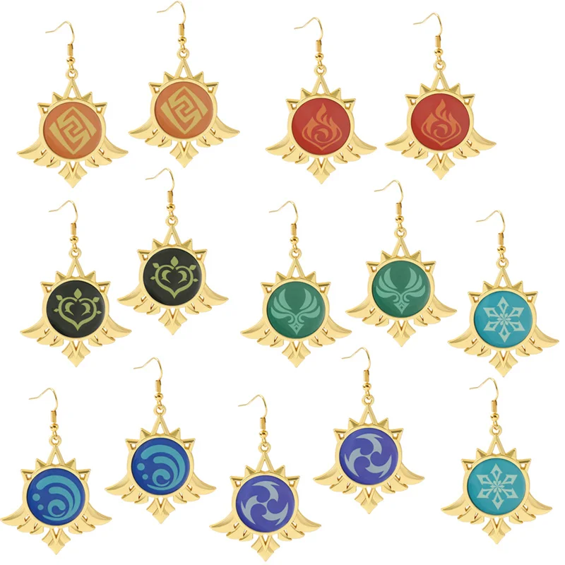 Genshin Impact Electro Cryo Dendro Elements Set Pyro Hydro Glossy Vinyl ...