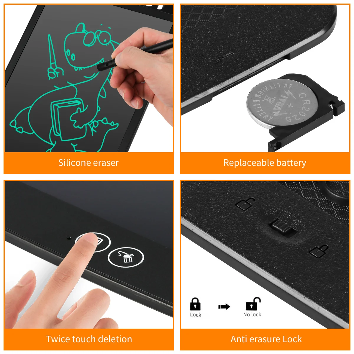 Tablettes Graphiques,Tablette d'écriture lcd 10 pouces avec effacement ...