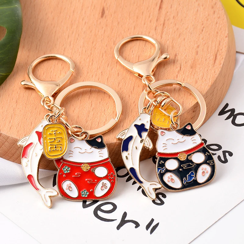 Hot-sale-1PC-Japan-Anime-Lucky-Cat-Fortune-Keychain-Key-Chain-Car-For ...