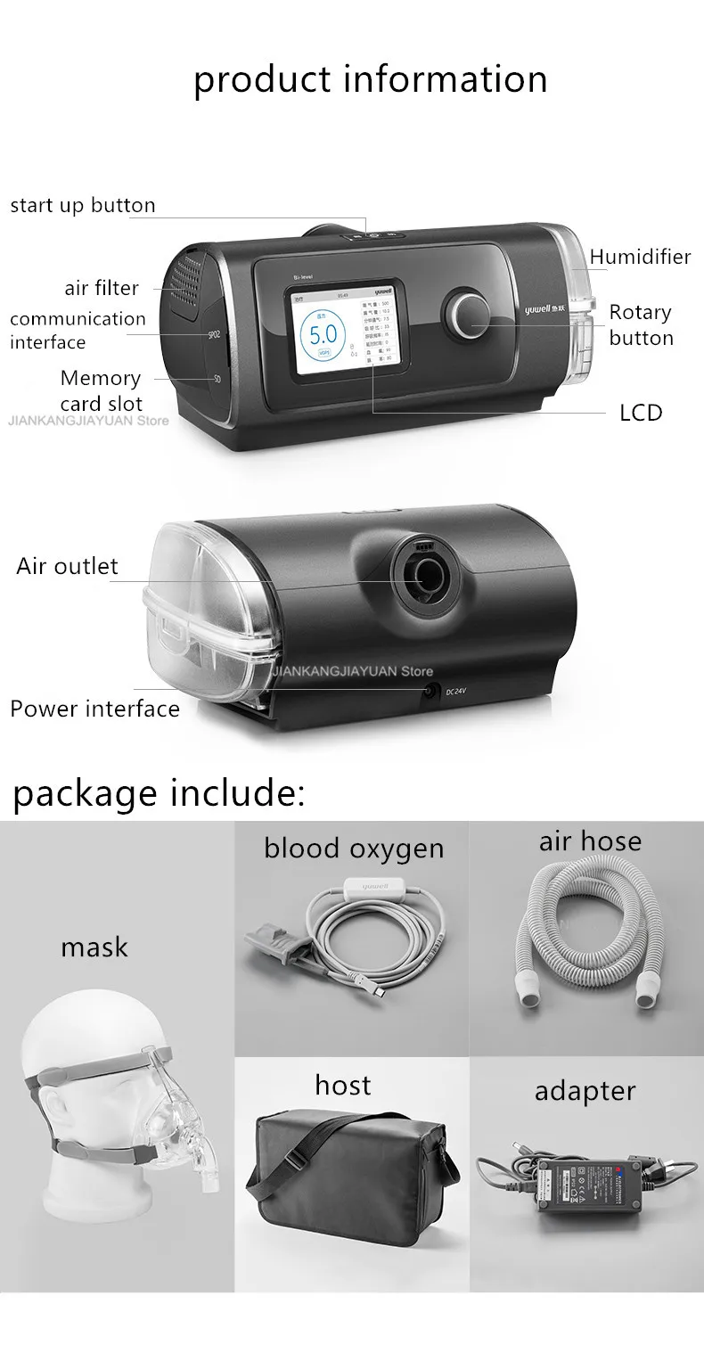 yuwell YH-820 cpap machine Bi-level sleep apnea machine auto cpap ...