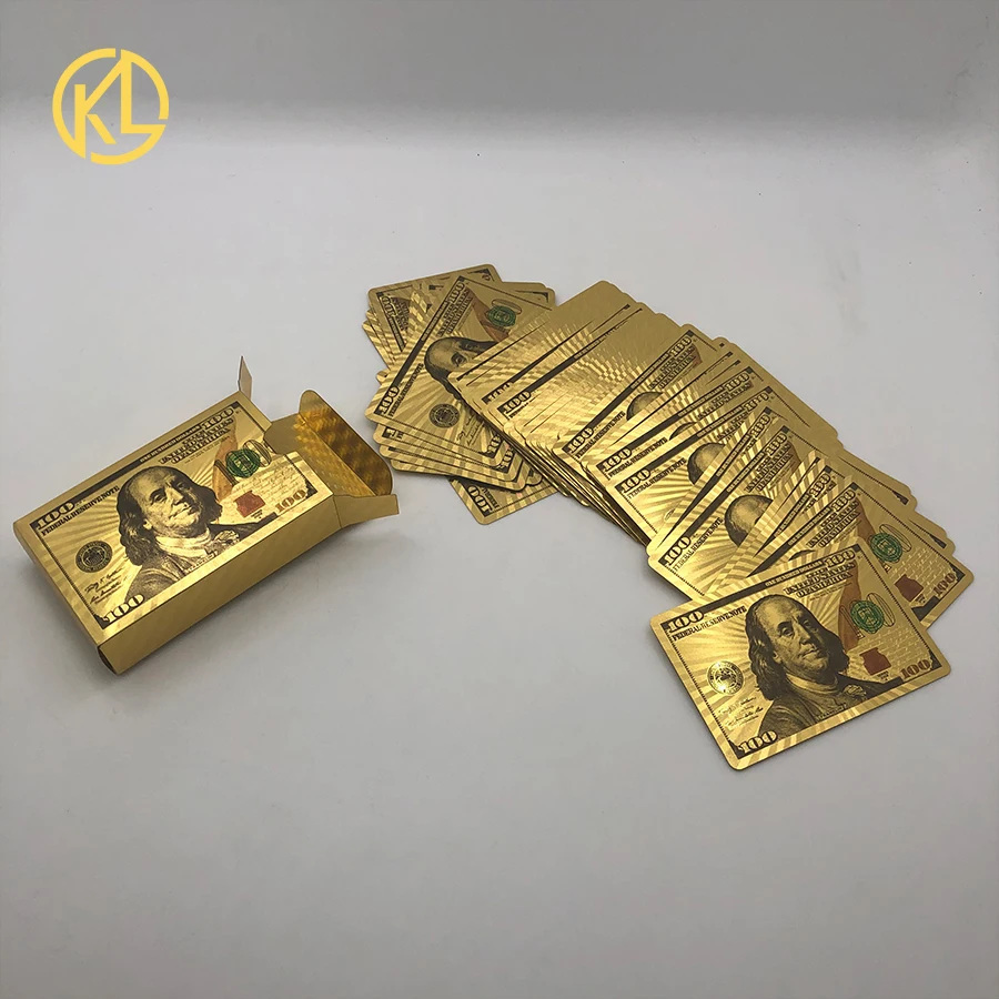 Cool Waterproof Usd100 Dollar Design 24k Gold Poker Playing Cards For ...