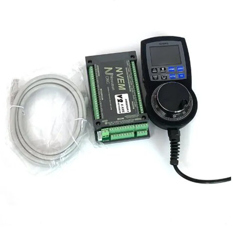 NVEM V2 CNC 컨트롤러 6 축 이더넷 Mach3 모션 제어 카드 200KHZ, 6 축 핸드 휠 MPG 펜던트 수동 펄스 ...