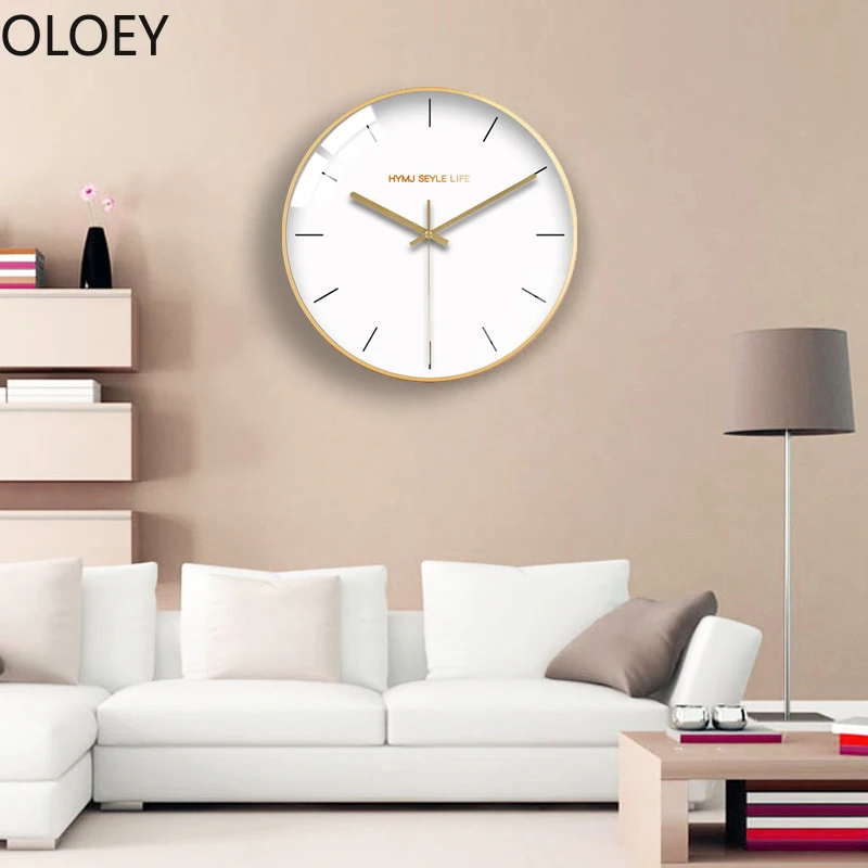 Modern-Gold-Wall-Clocks-Home-Decor-Luxury-White-Simple-Wall-Clock ...
