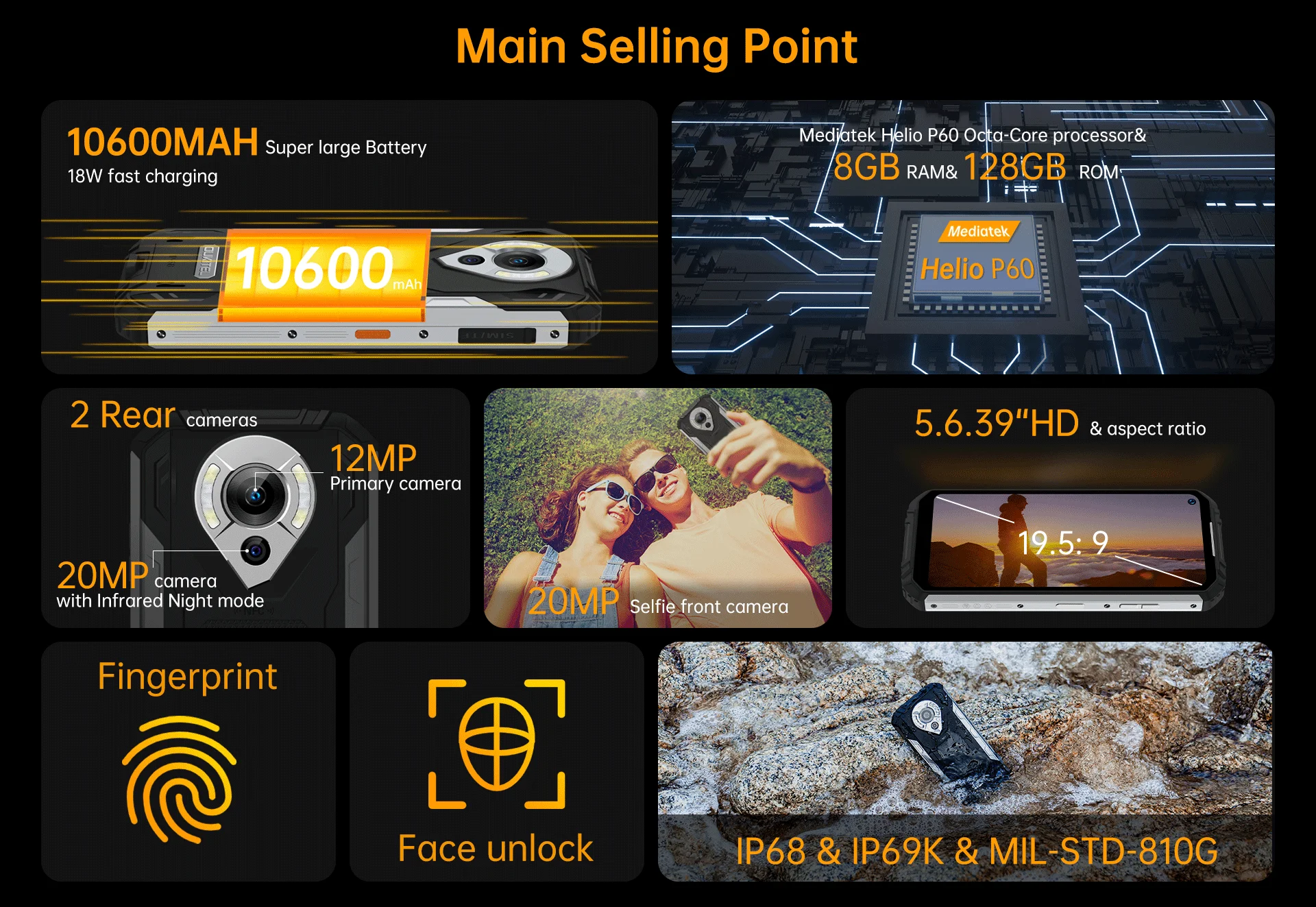 Oukitel WP16 4G Rugged Smartphone 6.4″ 8GB + 128GB 10600mAh Octa Core ...