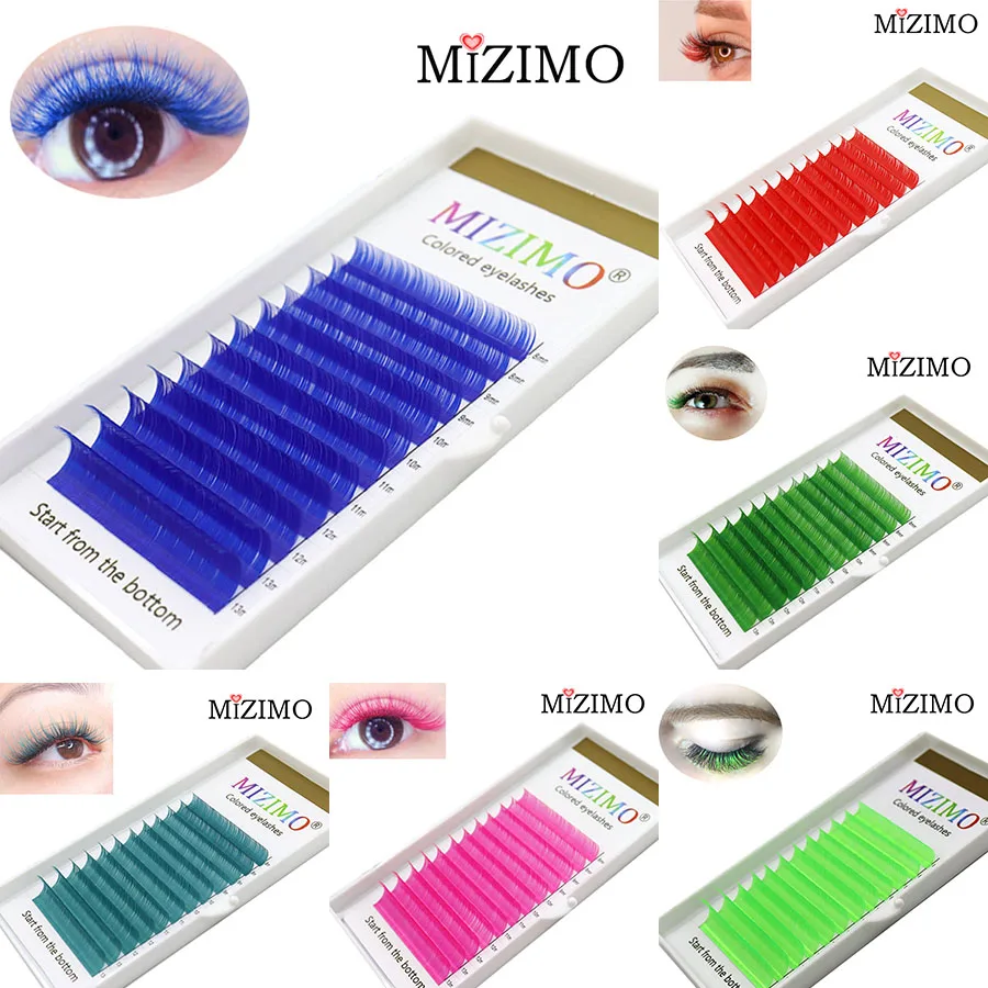 MIZIMO-Color-Makeup-Eyelash-8-13mm-Long-Mixed-Artificial-Mink-Hair-Blue ...