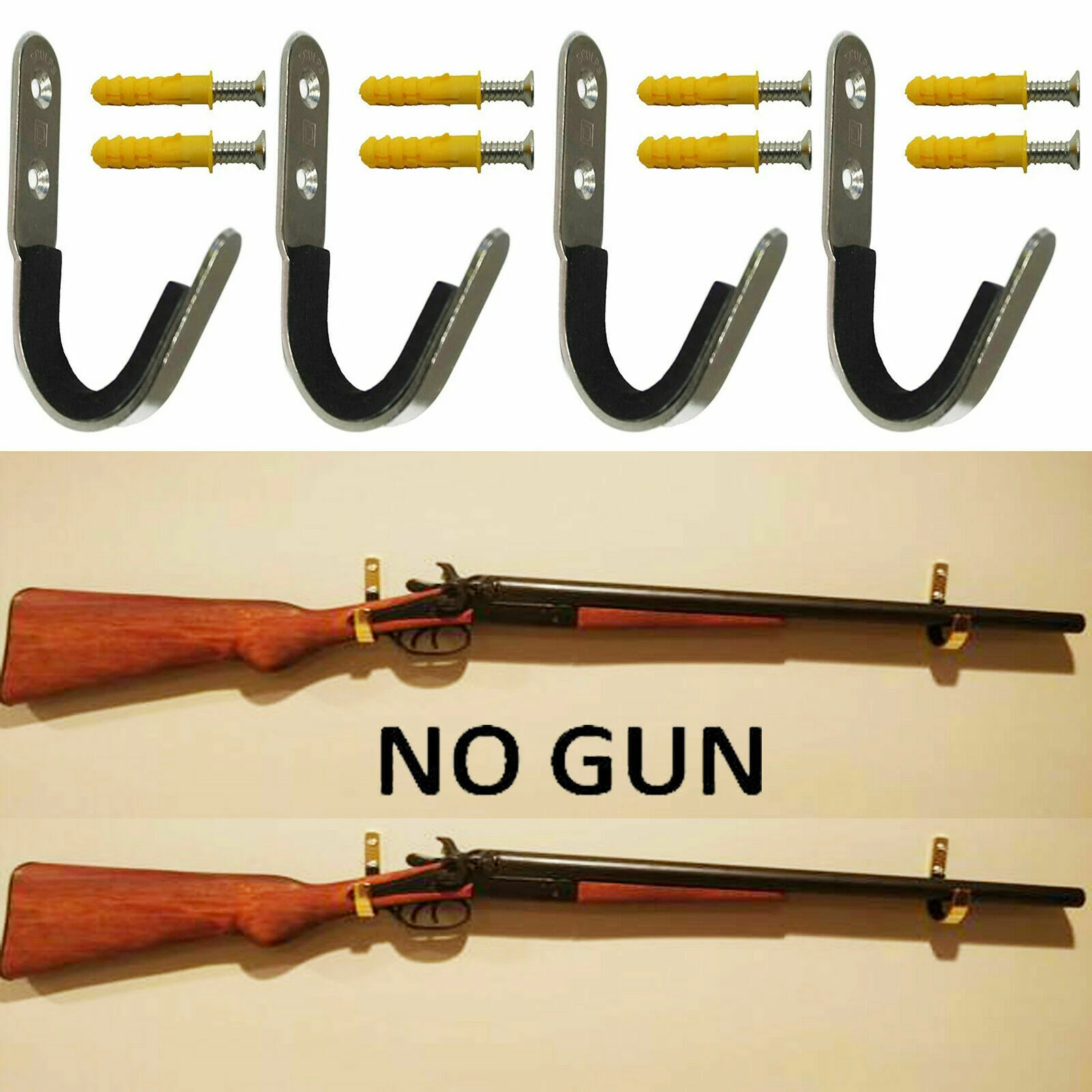4x Rifle Holder / Musket Brackets / Rifle Wall Mount Display / Gun ...