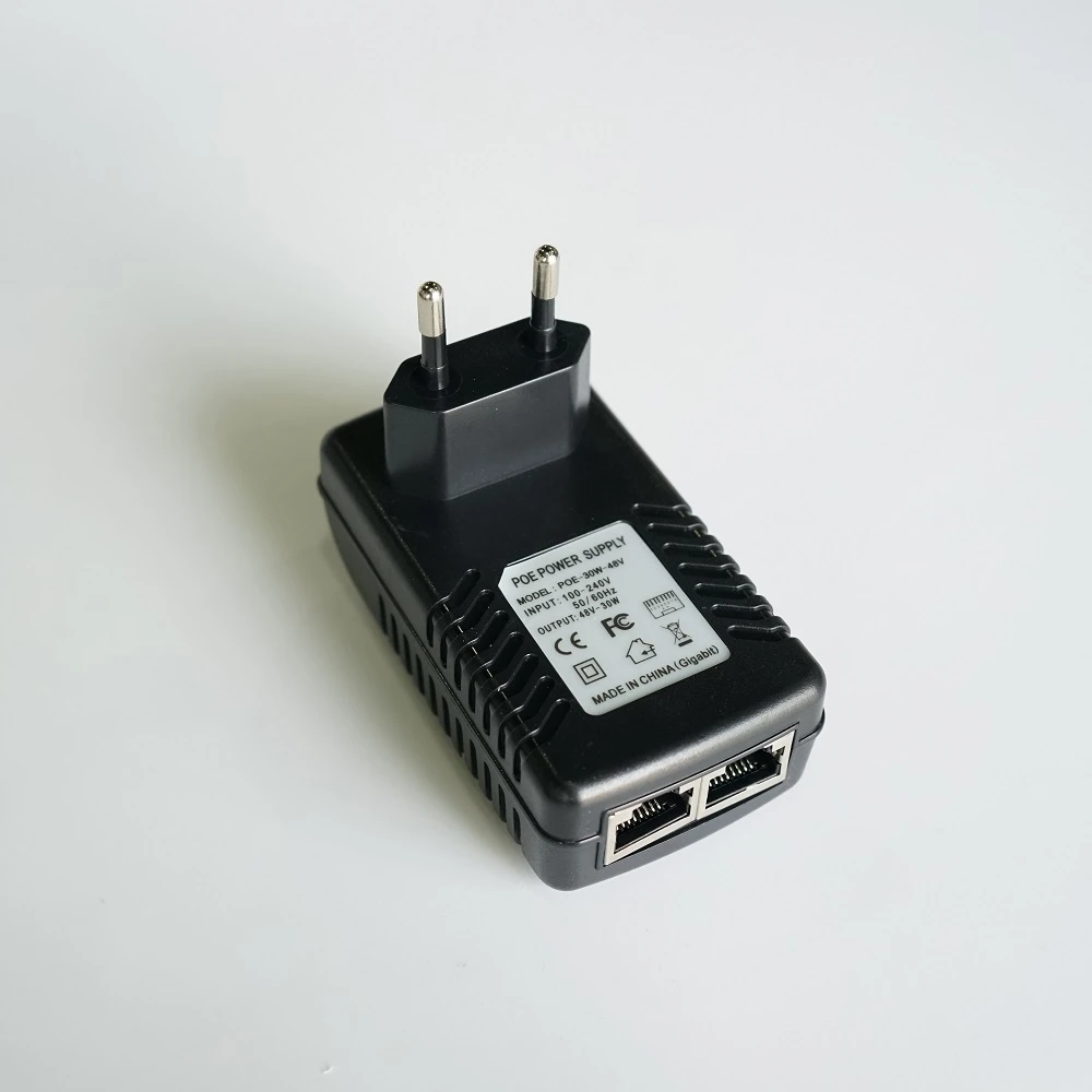 EU stecker, POE power adapter, Eingang AC 100 240V, ausgang DC48V 0,5 ...