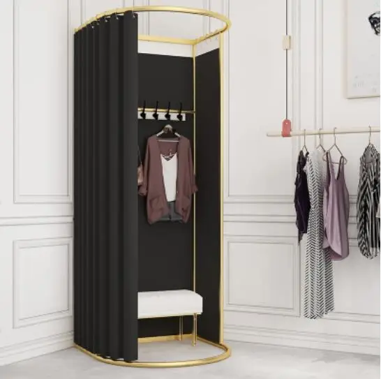 Mobile floor stand fitting room curtain track clothing store simple ...