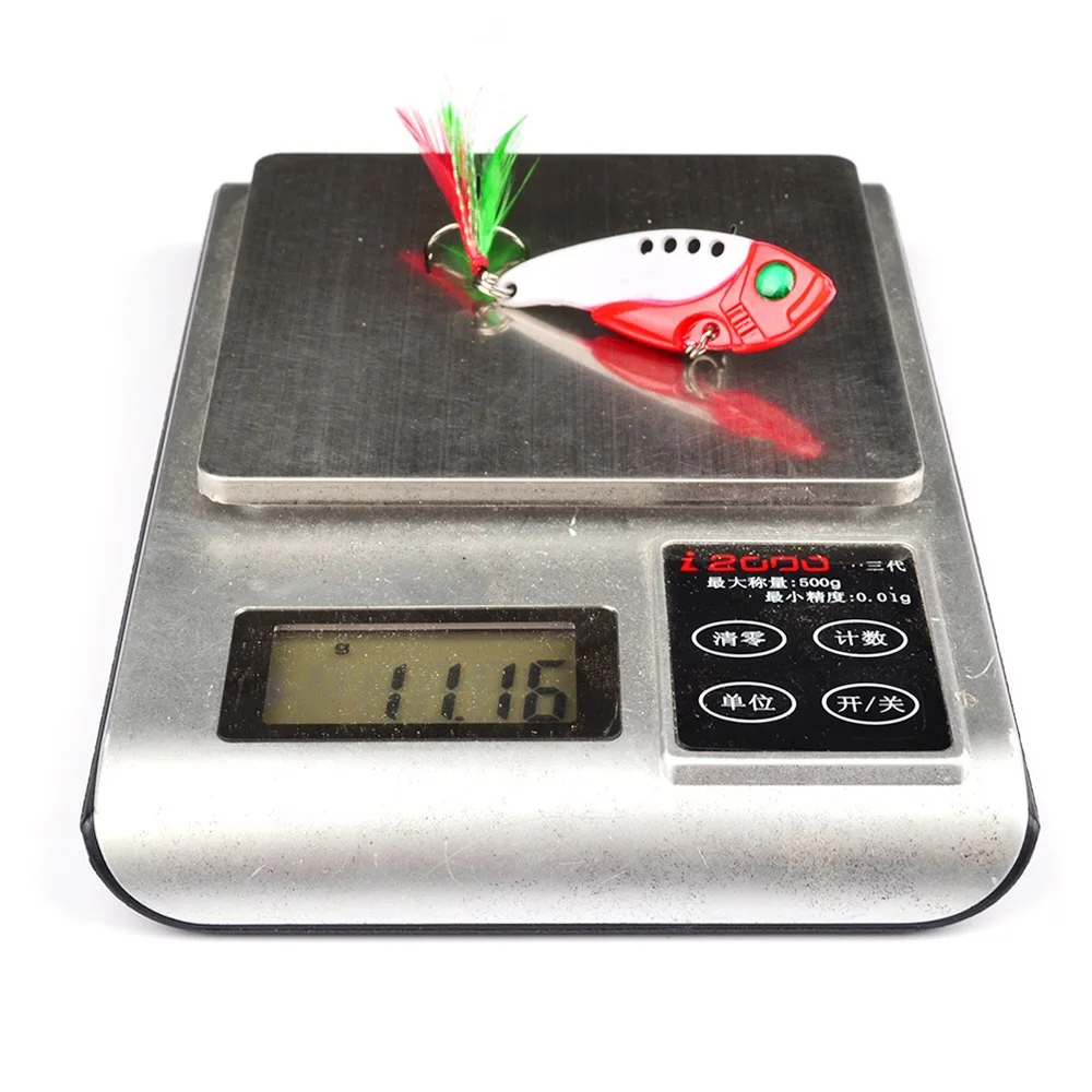 Evil 1pcs Metal VIB 11g/5.5cm Fishing Lure Vibration Spoon Hard Baits with Feather Crankbait ...