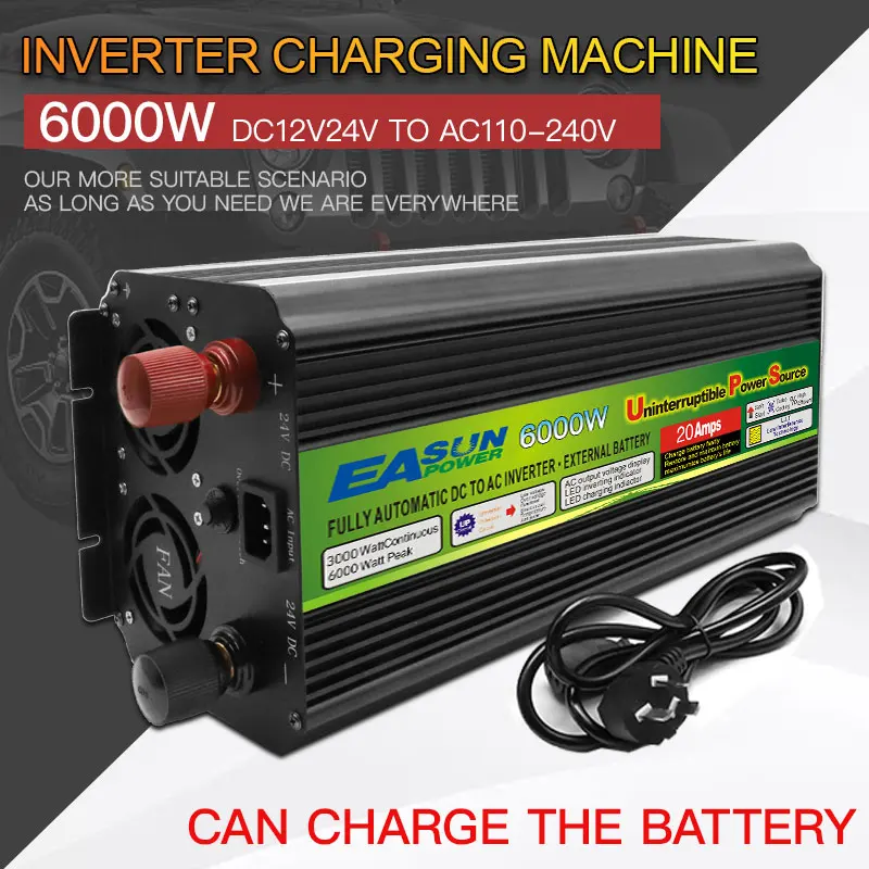 6000W-Sine-Wave-Power-Inveter-DC-12V-24V-To-AC-220V-Can-Charge-Battery ...