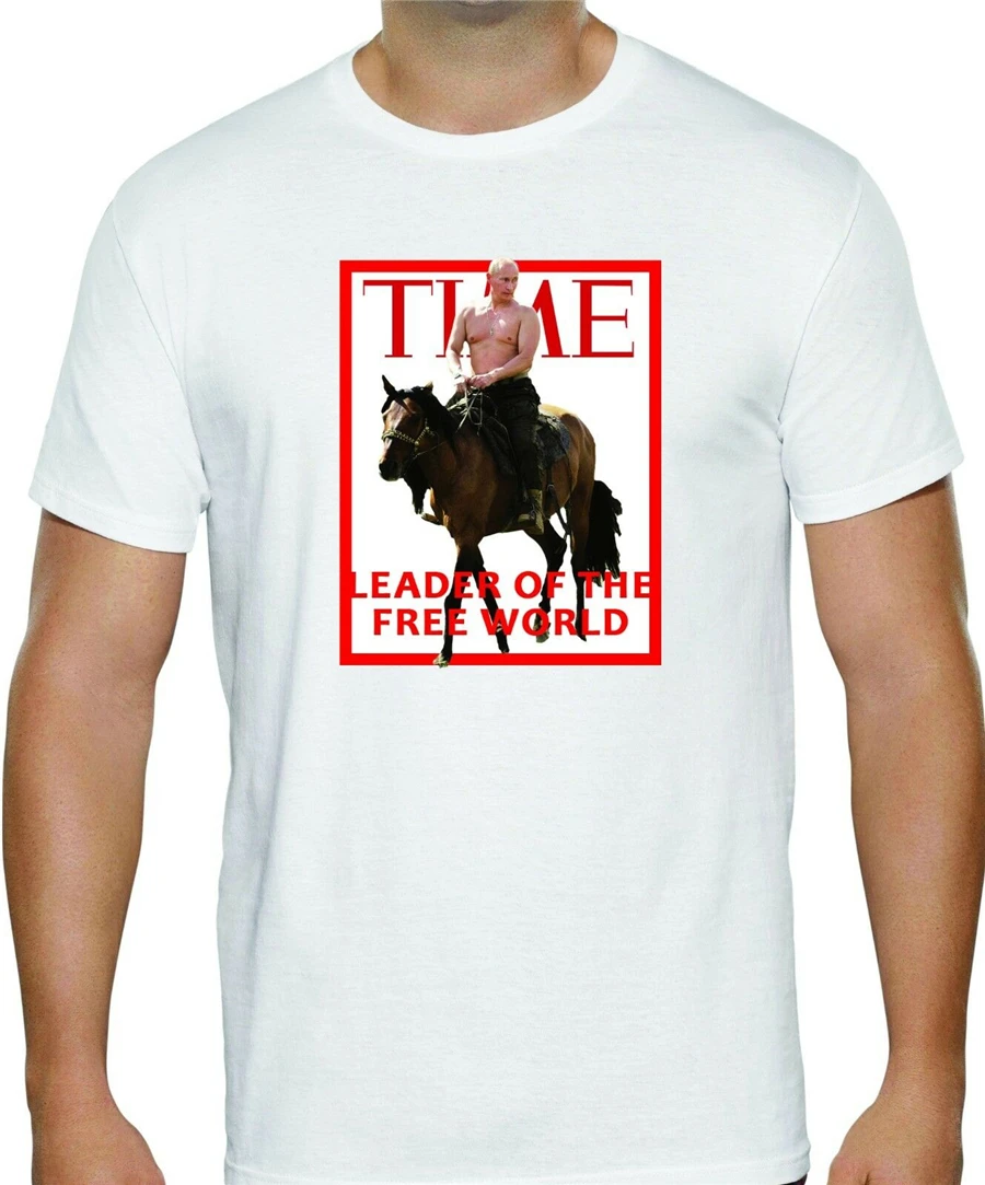 Vladimir Putin Time Magazine Tops Tee T Shirt Riding On Horse Russia ...