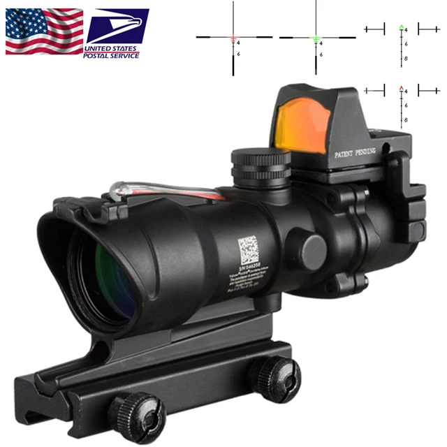 Fire Wolf 4x32 Tactical Optic Scope Rifle Scope Red green Reticle Fiber ...