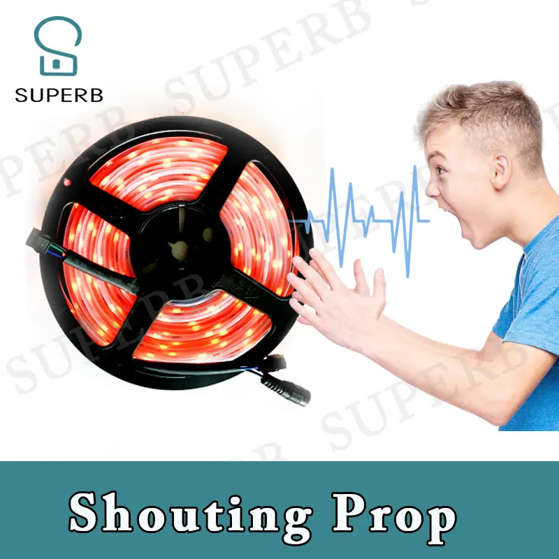 Room escape games prop Decibel Prop keep shouting to light up the belt ...