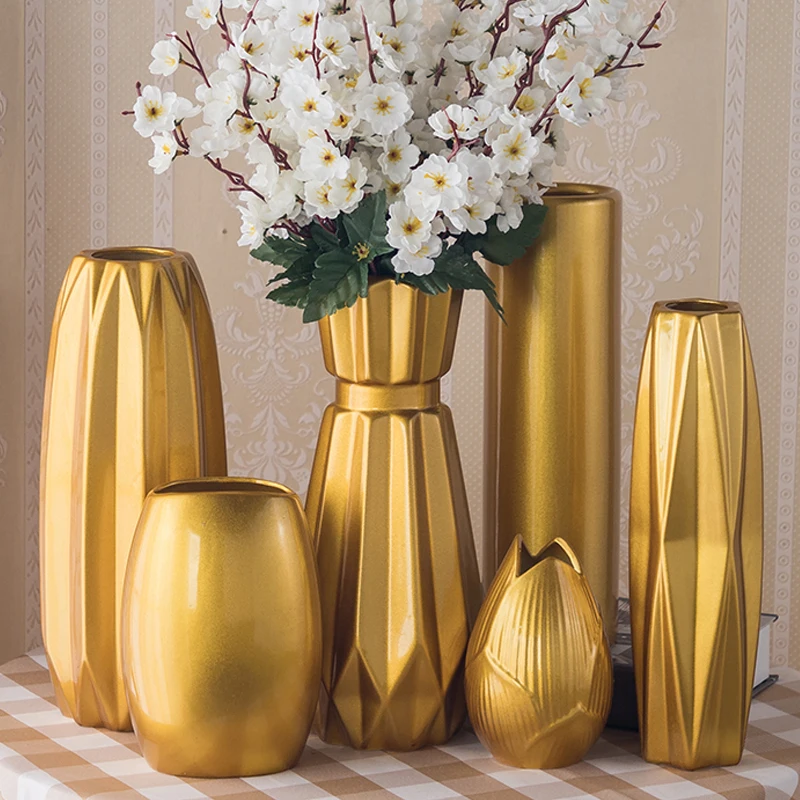 Luxury-Europe-Gold-plated-Ceramic-Vase-Home-Decor-Creative-Design ...