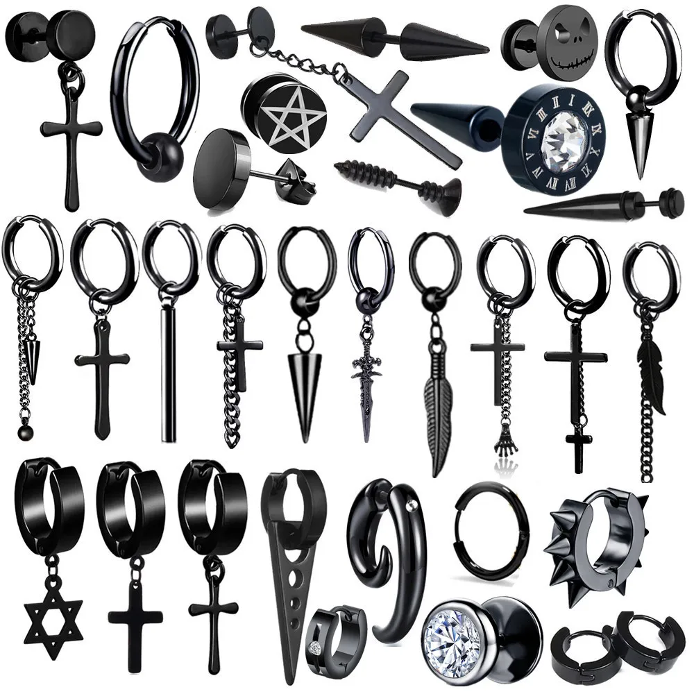 Pendientes de acero inoxidable estilo Punk para hombre y mujer, aretes ...