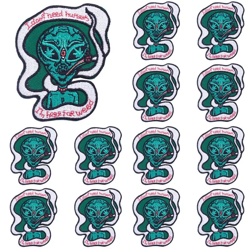 Prajna-10PCS-Smoking-Alien-Patch-UFO-Alien-Embroiderd-Patches-For ...