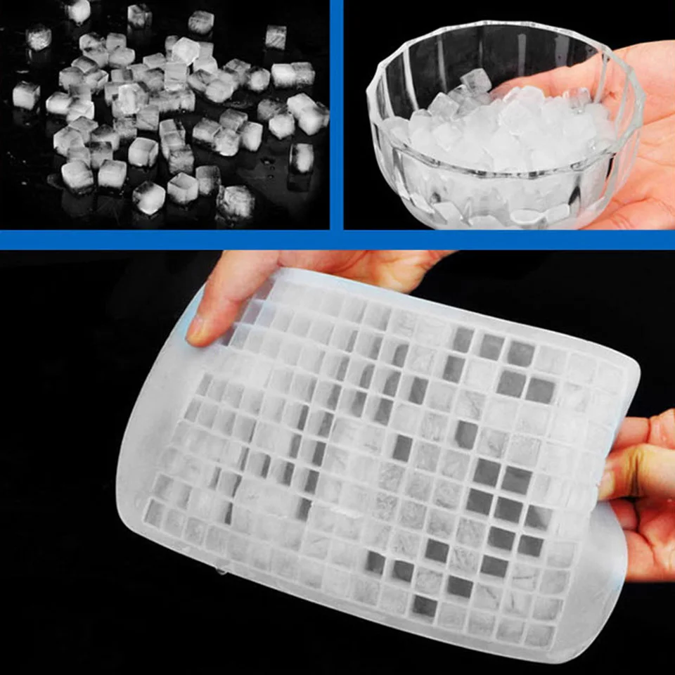 160 Grids Food Grade Silicone Ice Tray Small Square Shape Ice Cube Bar ...