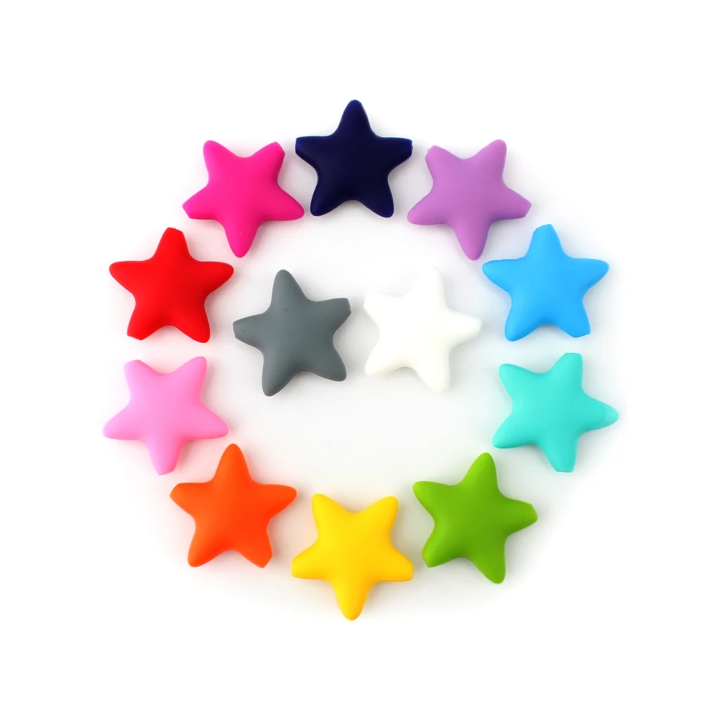 Silicone Star Bead Baby Teether | Chain Baby Beads Silicone Star - 10pc ...
