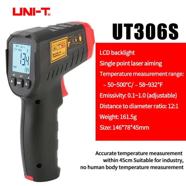 UNI-T UT306S UT306C Digital Thermometer Non Contact Household Industrial Infrared Laser ...