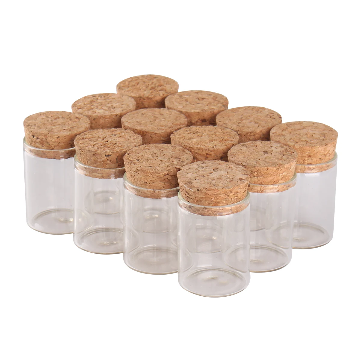 12 pieces 15ml Lab Glassware Glass Test Tube with Cork Stopper Tiny ...