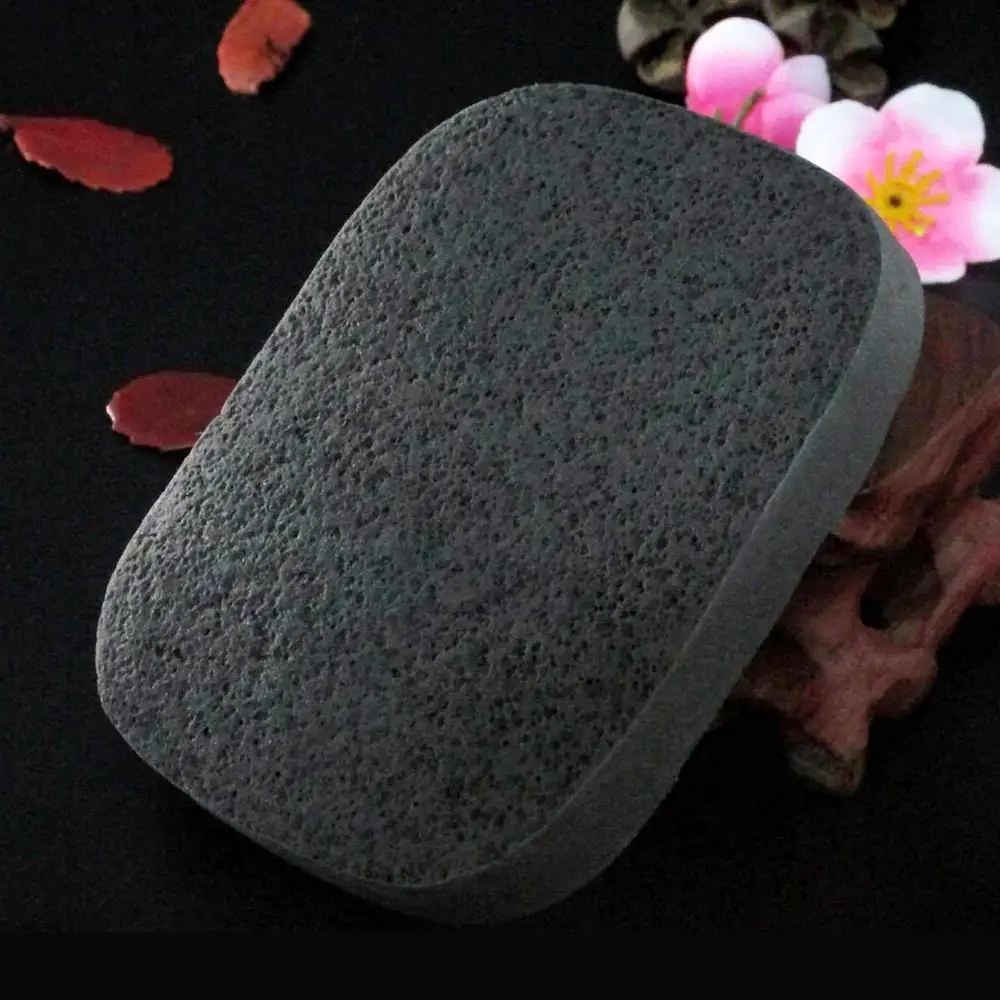 Natural Black Bamboo Charcoal Face Clean Sponge Wood Fiber Face Wash ...