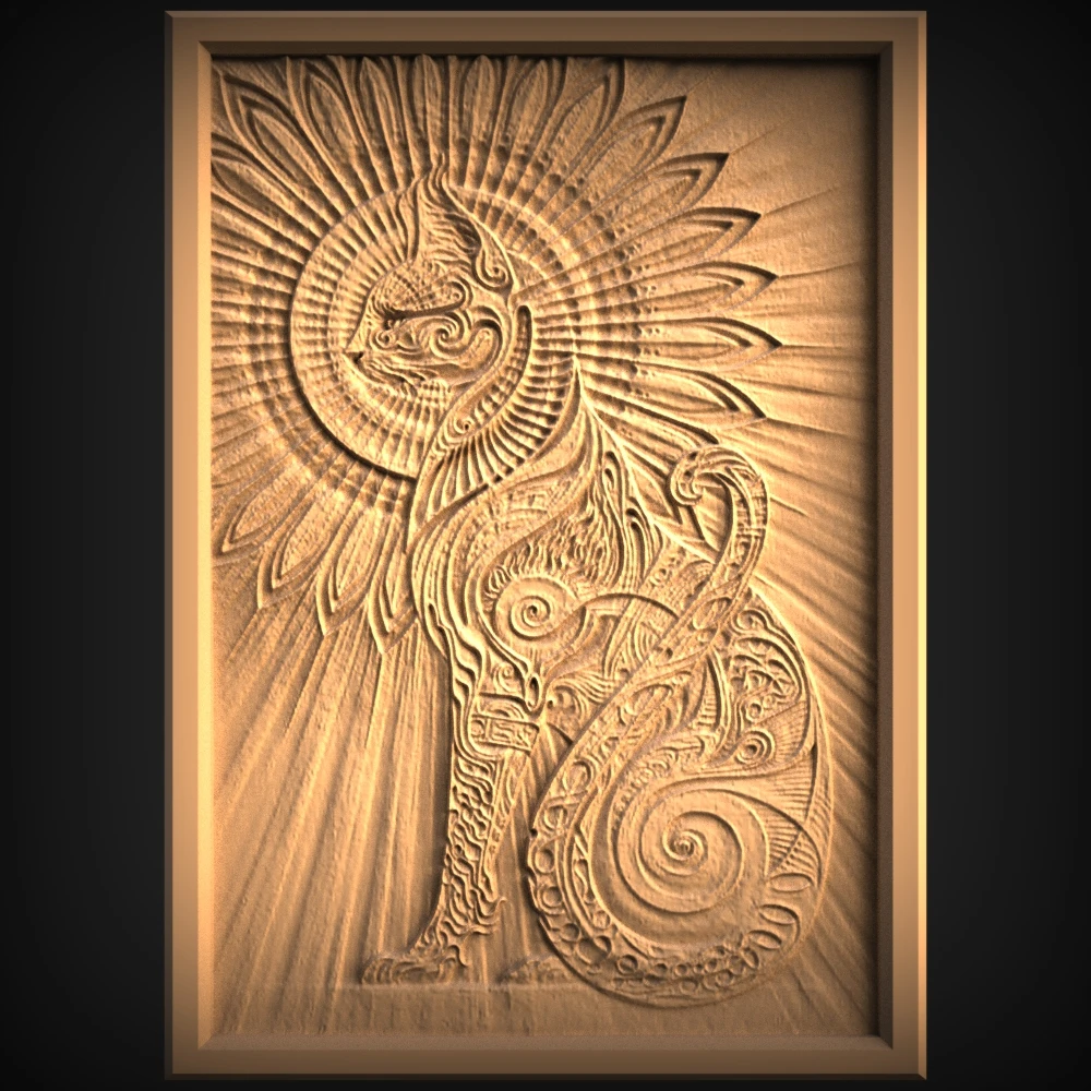3d STL Model Cat for CNC Router 3D Printer Artcam Aspire Bas Relief_759 ...
