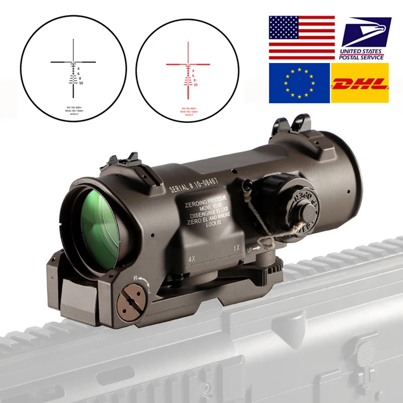 1x-4x Fixed Dual Purpose Rifle Scope Red illuminated Red Dot Sight for ...