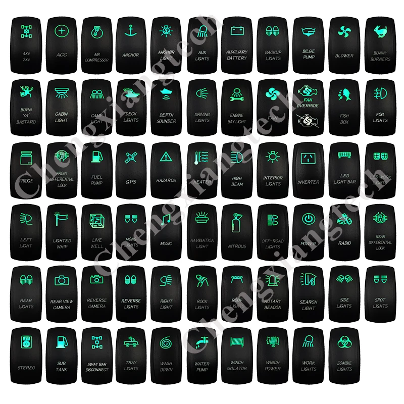 Up-Green-Down-Blue-Led-Light-Bar-Rocker-Switch-12V-20A-3-PIN-SPST-ON ...