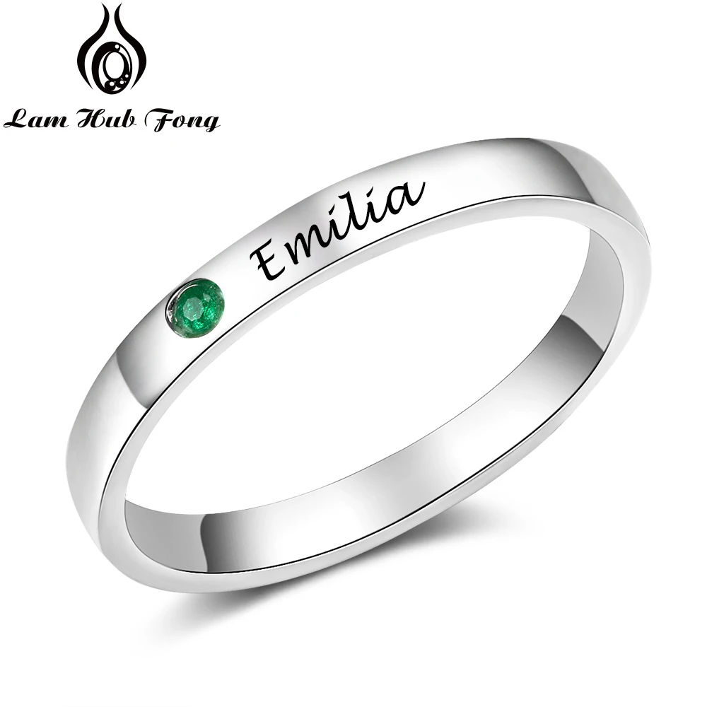 Genuine-Silver-Color-Ring-for-Women-Ring-Personalized-Birthstone-Ring ...