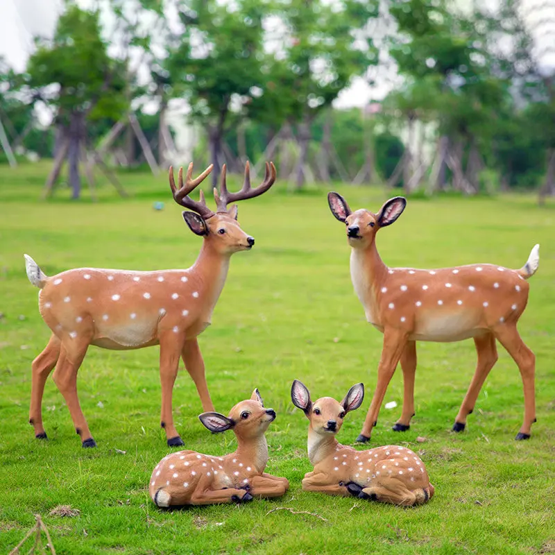 Outdoor Garden Simulation Animal Resin Deer Sculpture Home Decoration ...