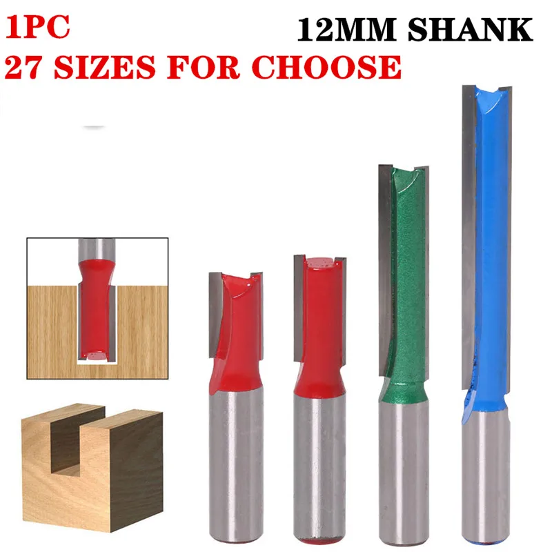 1pc-12mm-Shank-Straight-Router-Bits-Woodworking-Carving-2-Flute-Wood ...