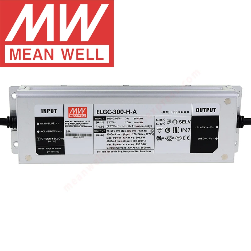 Mean Well ELGC-300-M-A Meanwell Outdoor IP67 Waterproof Led Power ...