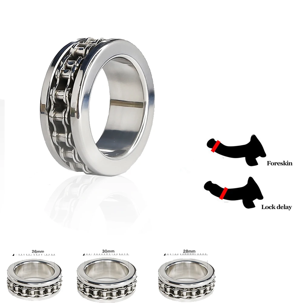 Stainless-Steel-Delay-Ejaculation-Cock-Penis-Sex-Ring-Lock-Sleeve ...
